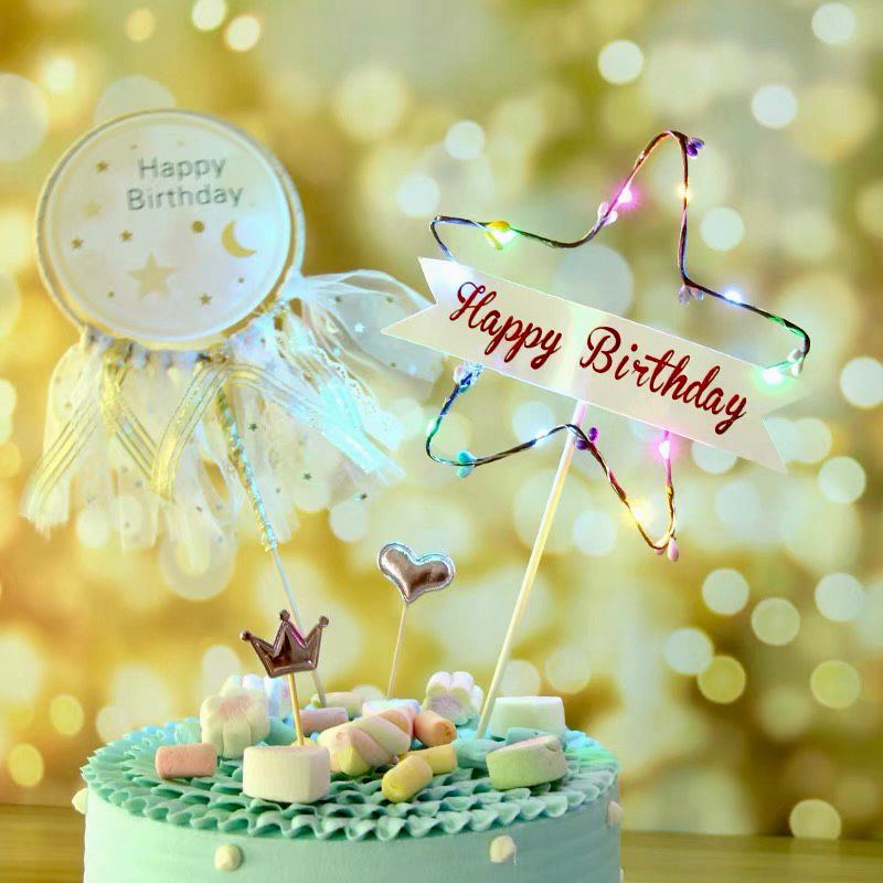 Adornos Torta Topper Estrella Corazon Luminosas x1 – Kingdom Balloon