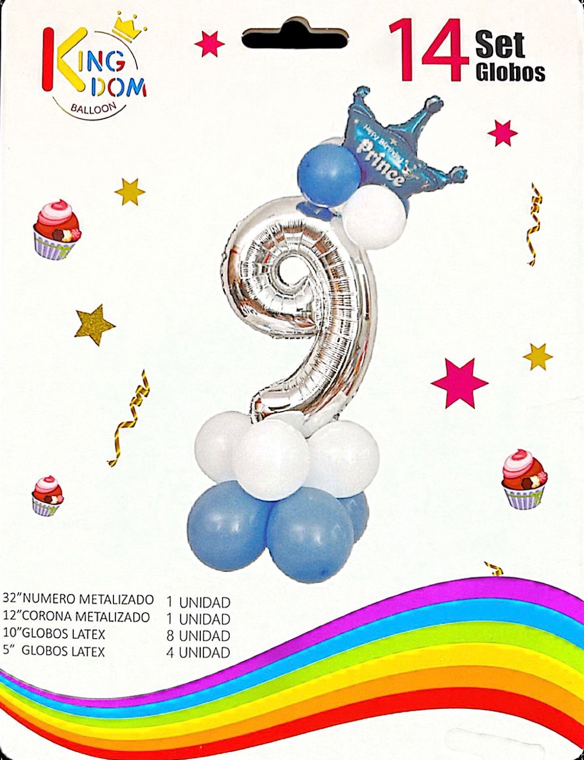 Set Globo Numero 9 Azul Estandar x 14pc – Kingdom Balloon